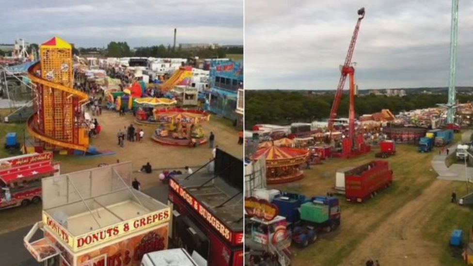Newcastle's Hoppings fair sets up on Town Moor - BBC News