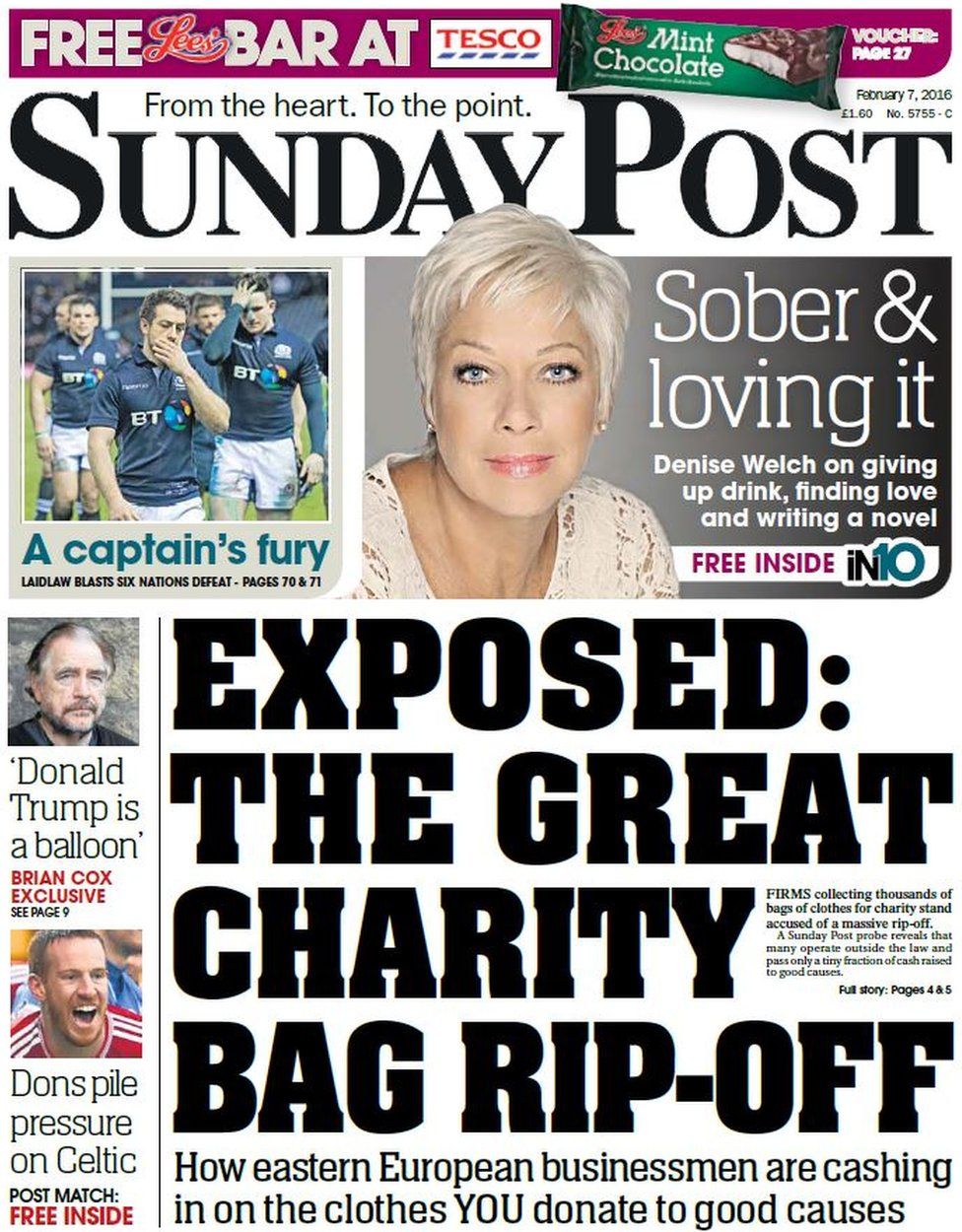 Scotland's Sunday papers: Union bill anger and charity bag "rip-off ...