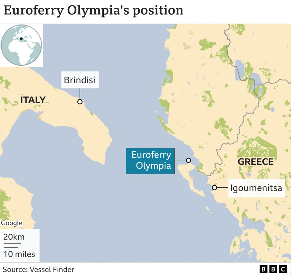 Ferry fire: Missing Euroferry Olympia passenger found alive off Corfu ...