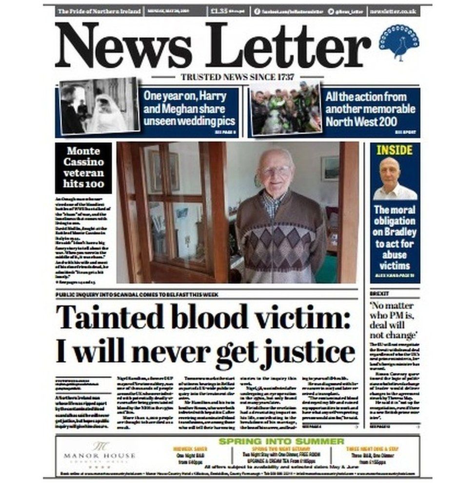 Monday's headlines: Health woes and a First Holy Communion - BBC News