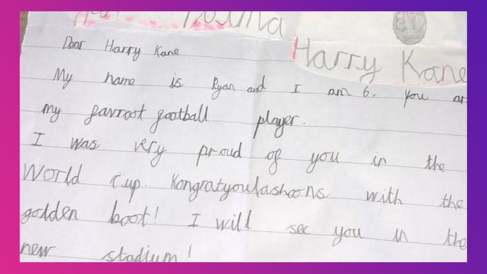 Harry Kane: England captain thanks young fan for letter and drawing ...