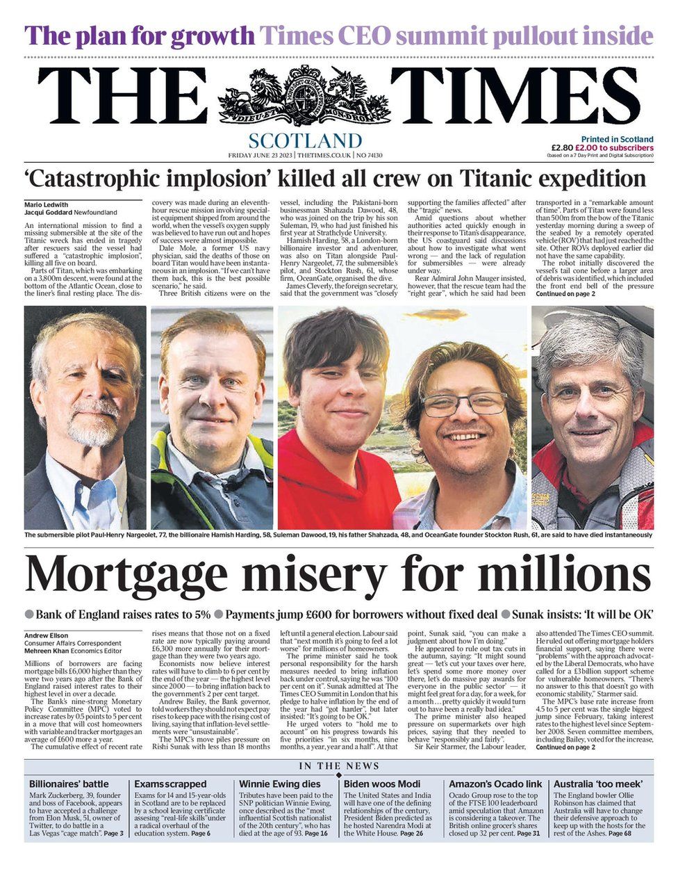 Scotland's papers: Titanic claims more lives and Winnie Ewing death ...