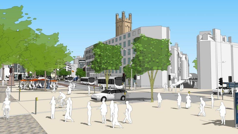 New Bristol city centre road layout opens to traffic - BBC News