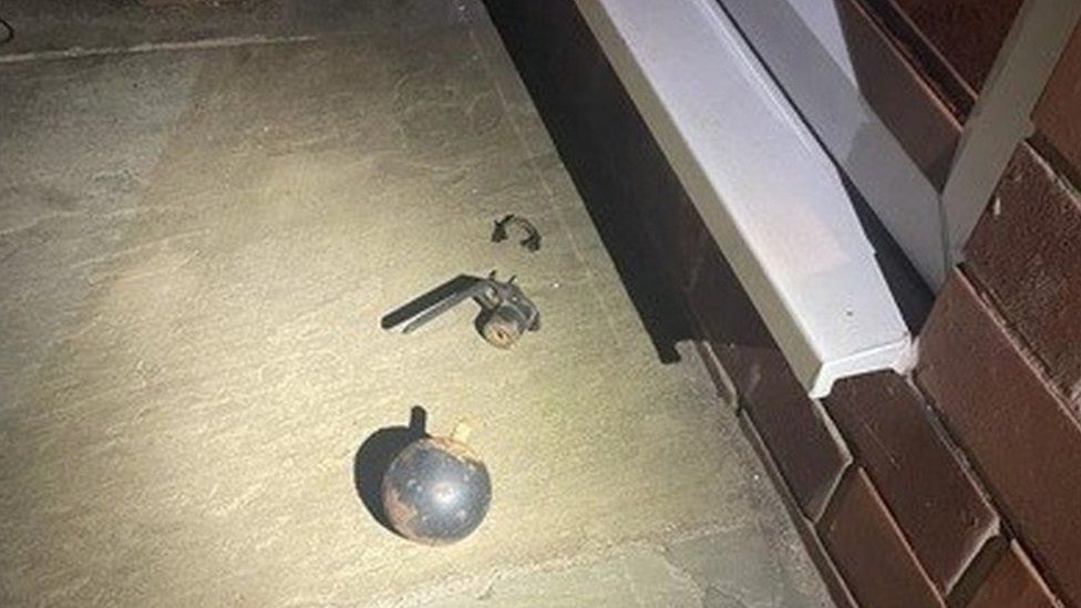 Two men jailed for leaving homemade grenade on Bury doorstep - BBC News