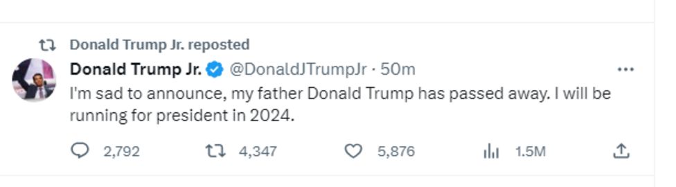 Donald Trump: Hackers claim ex-president dead on son's X account - BBC News