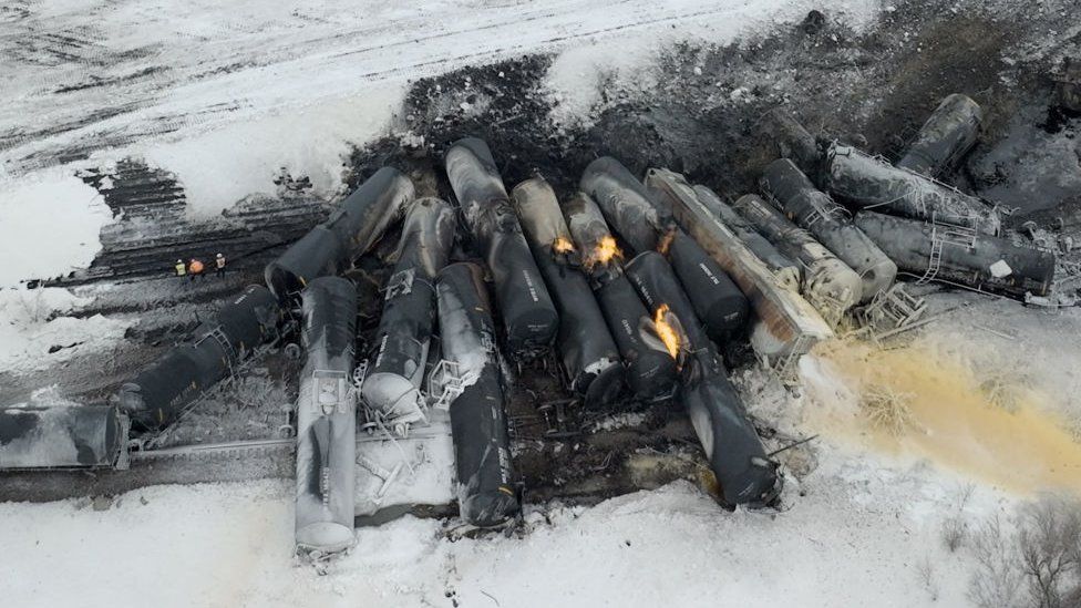 Minnesota train derailment prompts evacuation of Raymond - BBC News