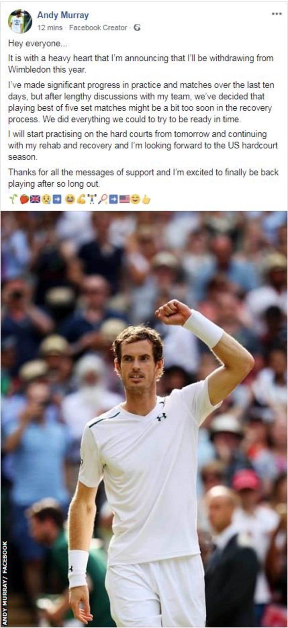 Andy Murray: Two-time champion withdraws from Wimbledon - BBC Sport