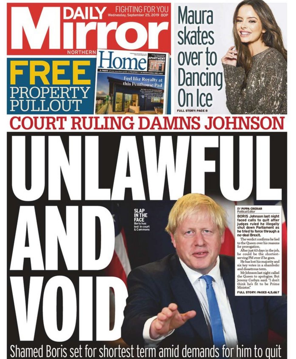 NI paper review: Supreme Court ruling and Boris Johnson's future - BBC News