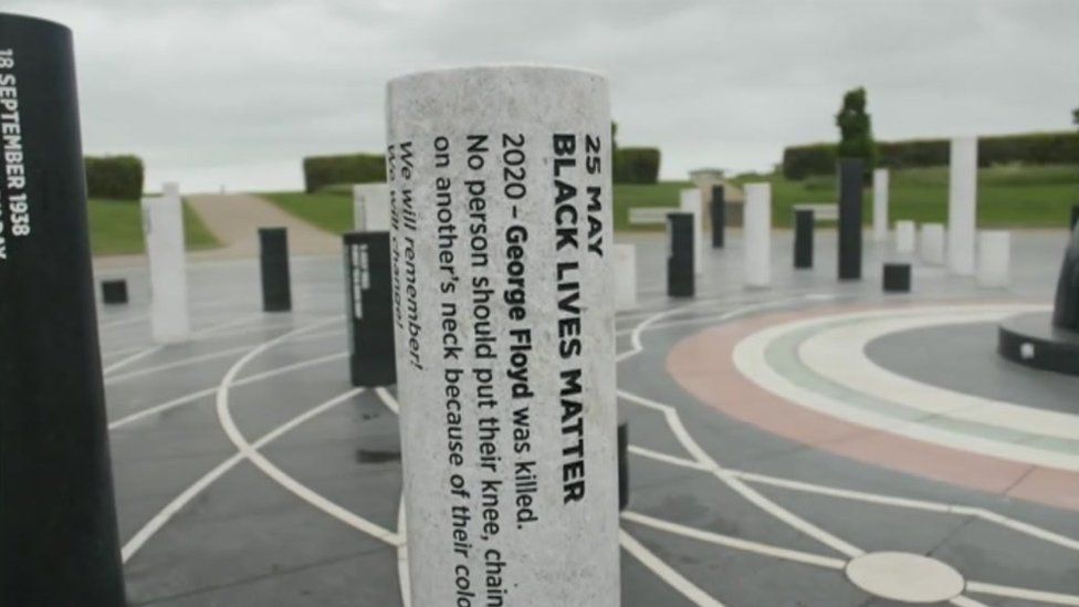 George Floyd death marked in Milton Keynes with artwork - BBC News