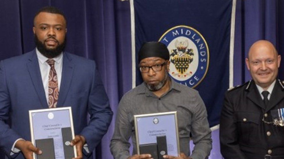 Three men who saved a woman from Birmingham attack given award - BBC News