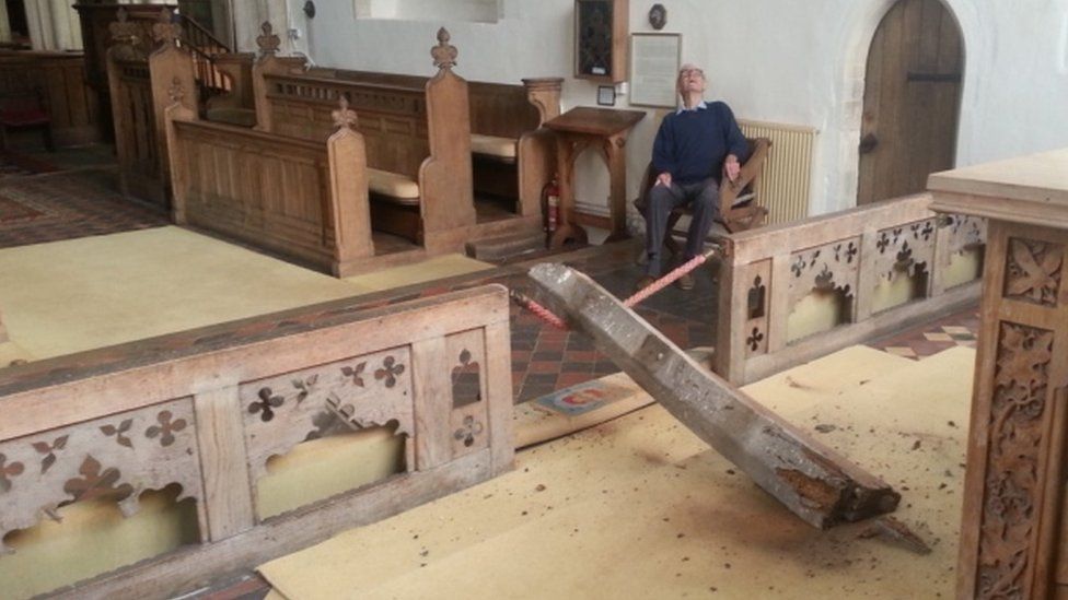Norfolk church roof collapse blamed on deathwatch beetle - BBC News
