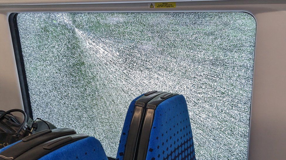 Leeds: Rush hour train window cracked in air gun incident - BBC News