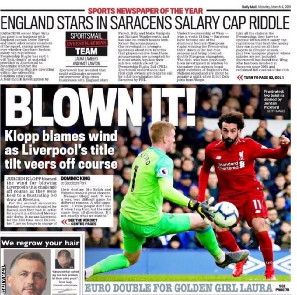 Monday's back pages - BBC Sport