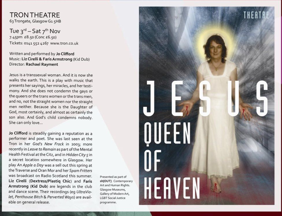 Trans Jesus was meant to be 'positive' says playwright Jo Clifford ...
