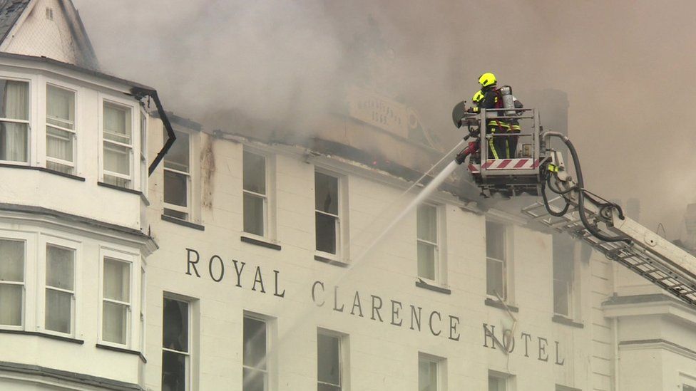 Hotel fire in pictures: Flames destroy historical Exeter buildings ...