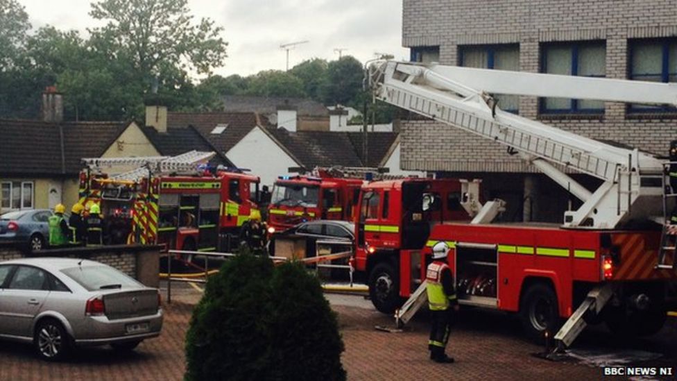 Car driven into Monaghan police station and set on fire - BBC News