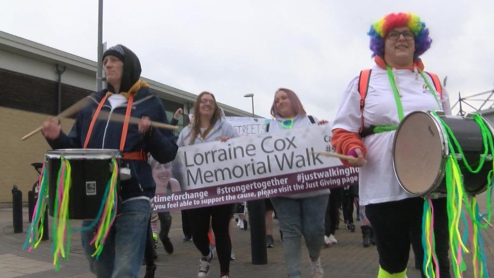 Lorraine Cox: Family and friends walk around Exeter in her memory - BBC ...