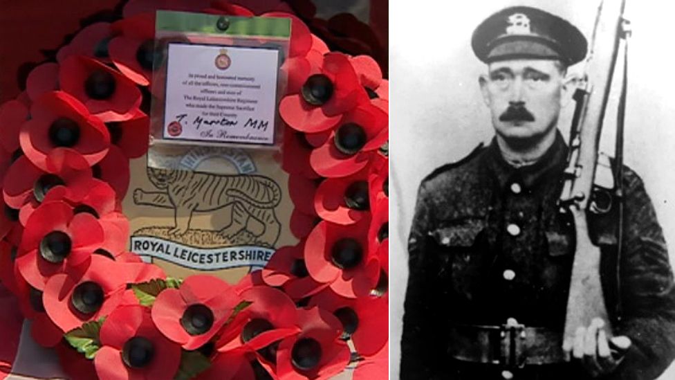 Leicestershire WW1 hero's unmarked grave honoured - BBC News