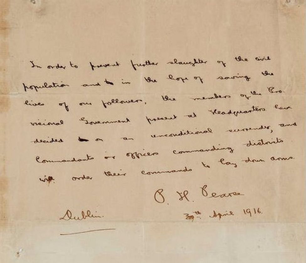 Auction withdraws Patrick Pearse 1916 surrender letter - BBC News