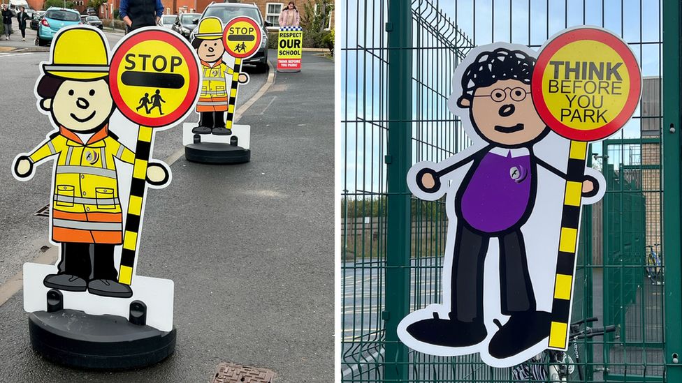 Colourful signs 'cut down' on parking incidents outside Rushden school ...