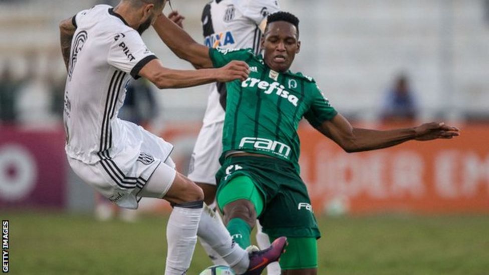 Yerry Mina: Barcelona to sign Colombian defender from Palmeiras - BBC Sport