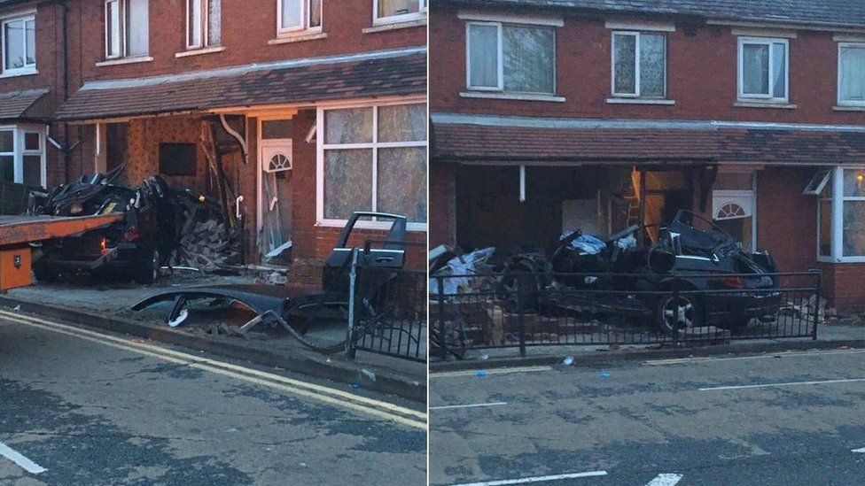 Two charged after car hit houses in Middlesbrough - BBC News