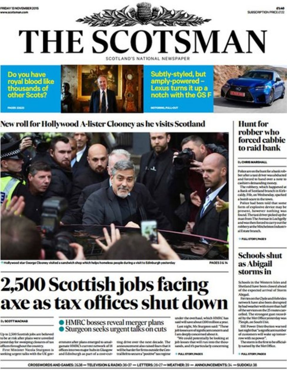 Scottish papers: Gorgeous George and Abigail's arrival - BBC News