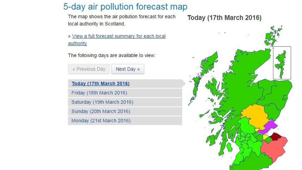 High pollution levels for Fife, East Lothian and Borders - BBC News