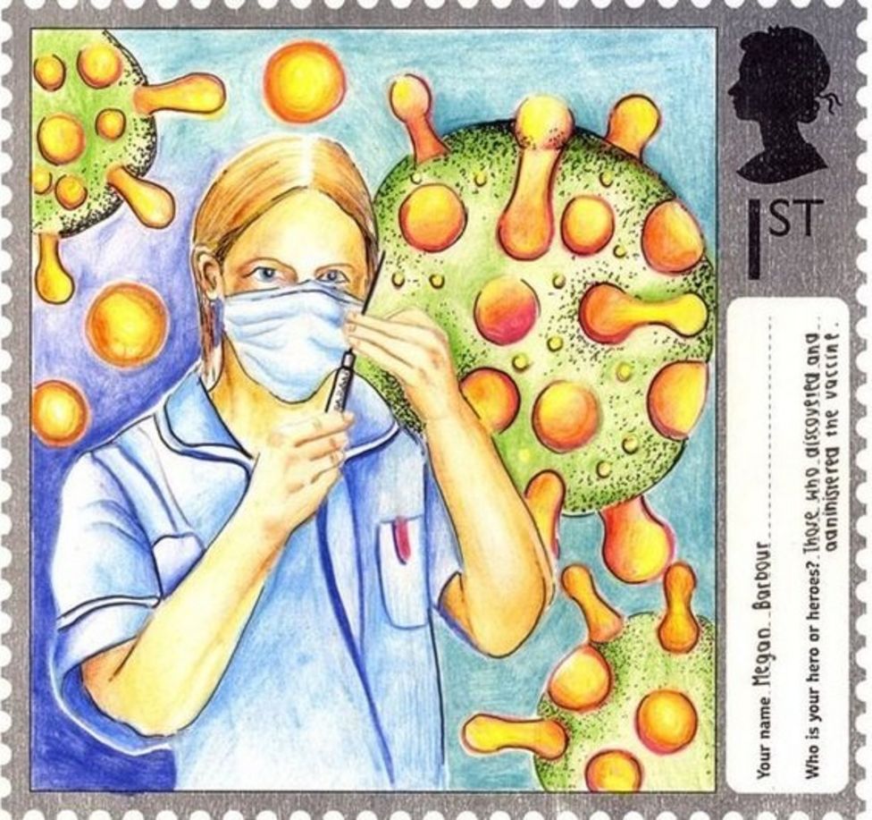 Pandemic heroes celebrated in children's art stamps - BBC Newsround