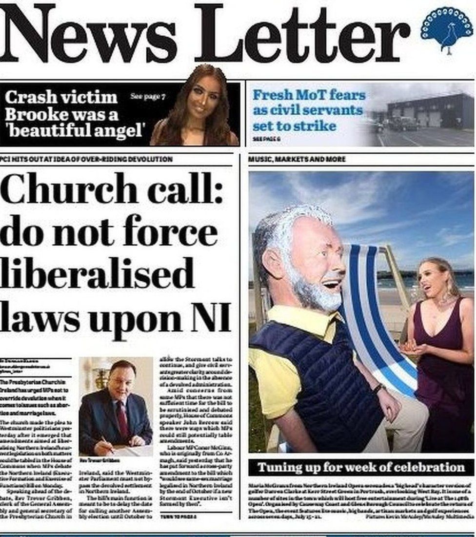 NI paper review: Grief, laws and a flags row - BBC News