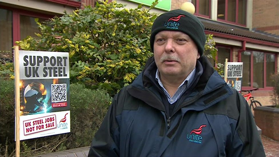 Union protest over proposed Scunthorpe steel job losses - BBC News