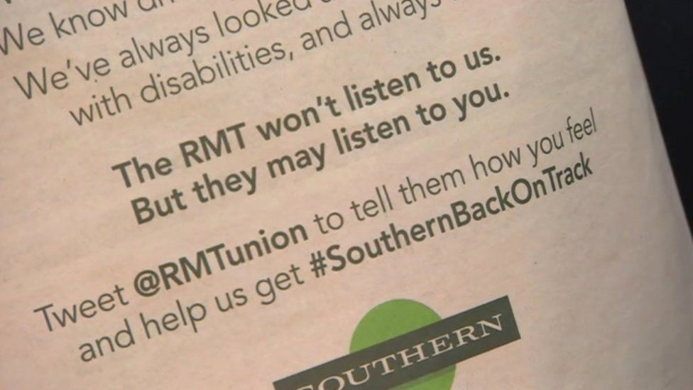 Southern calls for RMT posters to be destroyed - BBC News