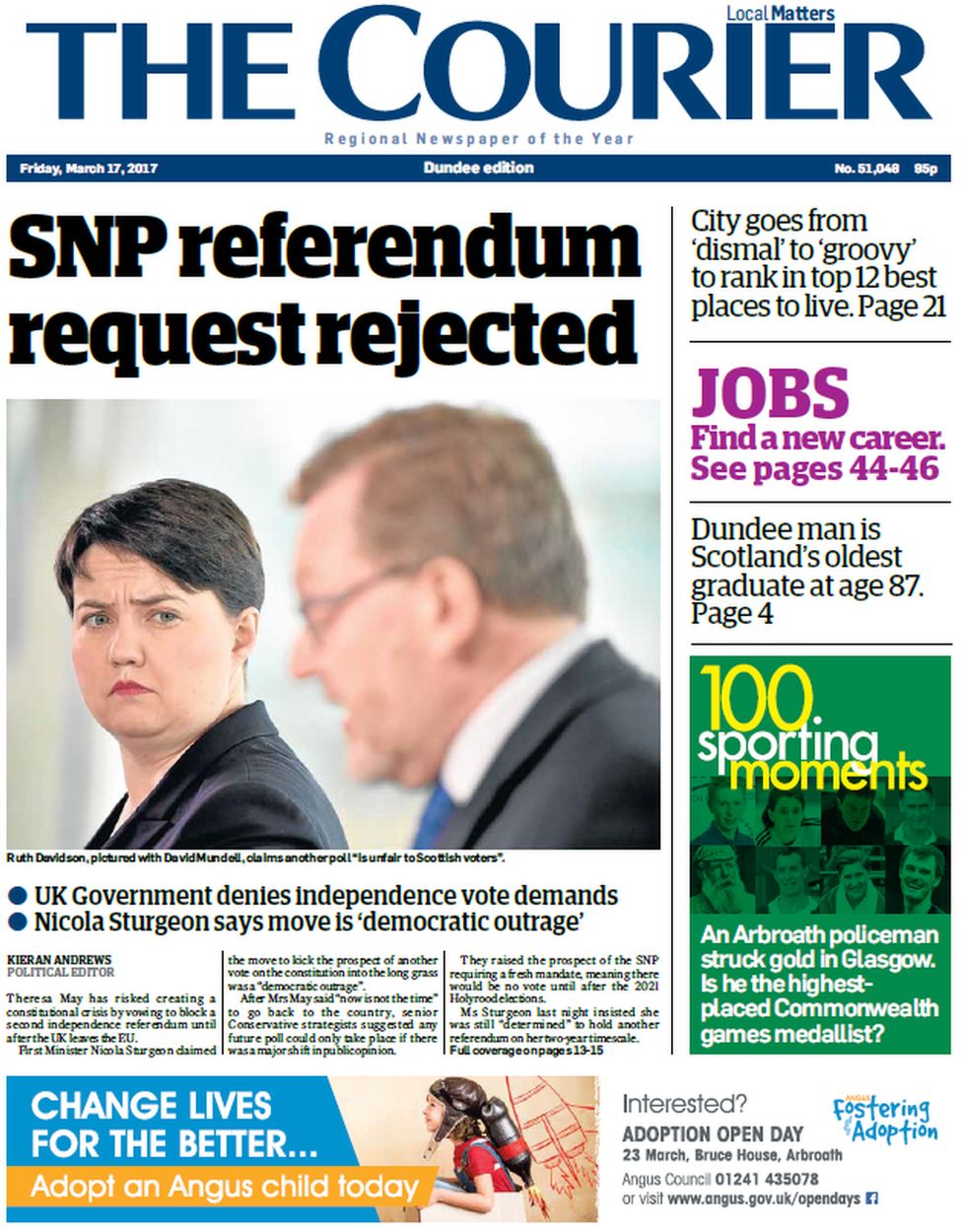 Scotland's papers: Indyref2 'rebuff' and Trump's 'tap rap' - BBC News