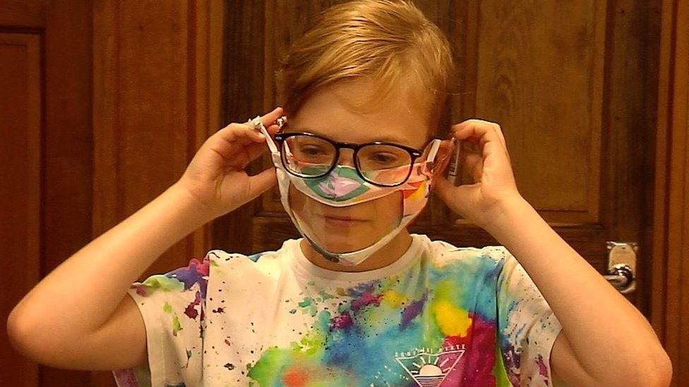 Transparent masks to help Campbeltown boy who lip reads - BBC News