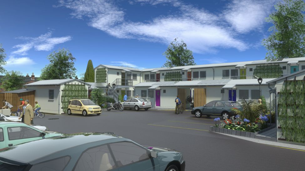 The new Worcester homes just a few metres wide - BBC News