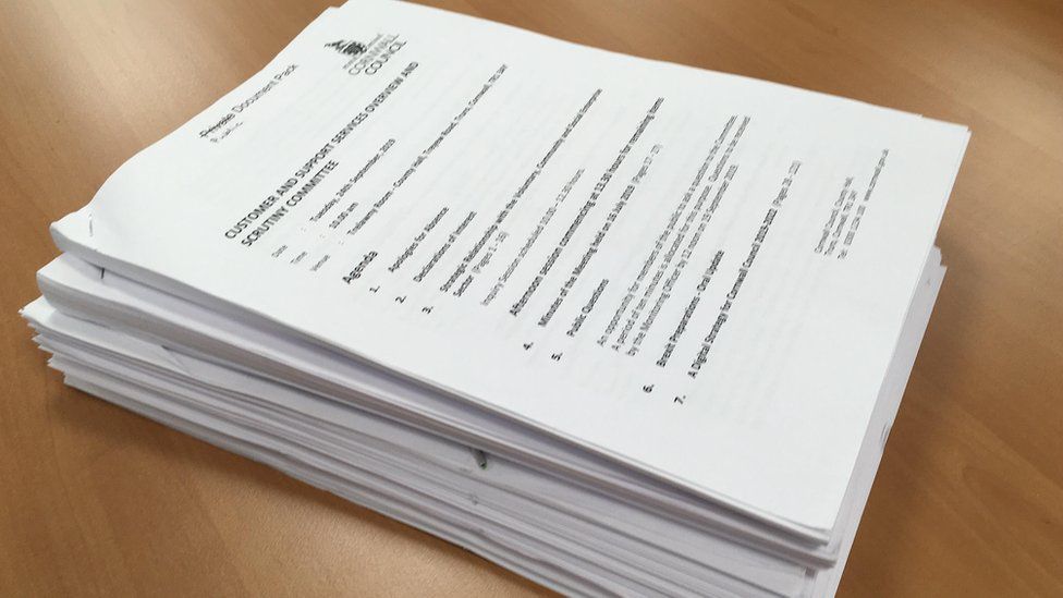 'Climate crisis' Cornwall Council prints 21 million pages - BBC News