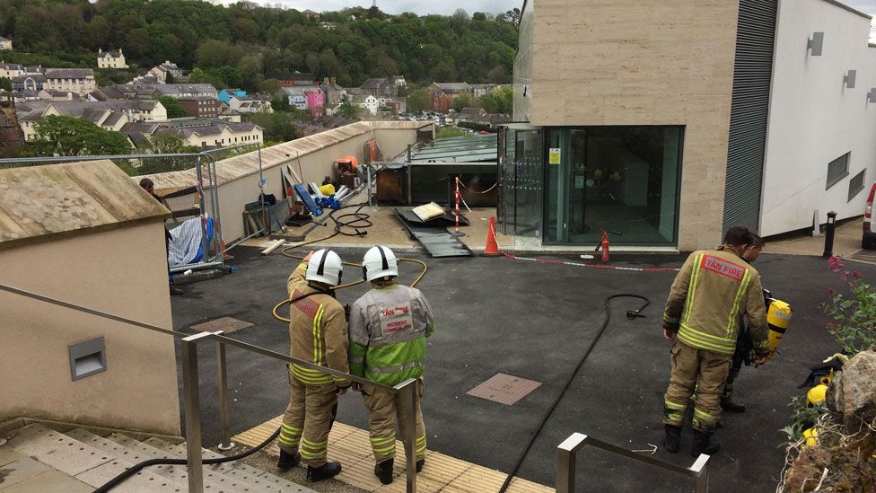 Pontio Arts Centre in Bangor evacuated due to fire - BBC News