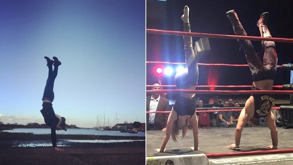 Gymnast completes year-long handstand challenge - BBC News