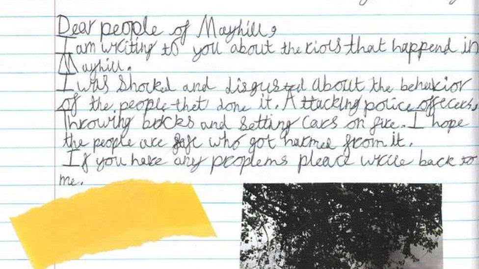 Mayhill: Swansea schoolchildren write to victims of riot - BBC News
