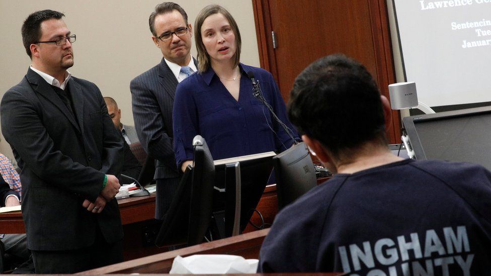 Larry Nassar victim calls him 'the scariest monster of all' - BBC News
