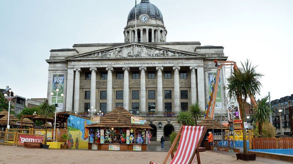Nottingham's summer beach returns to Old Market Square - BBC News