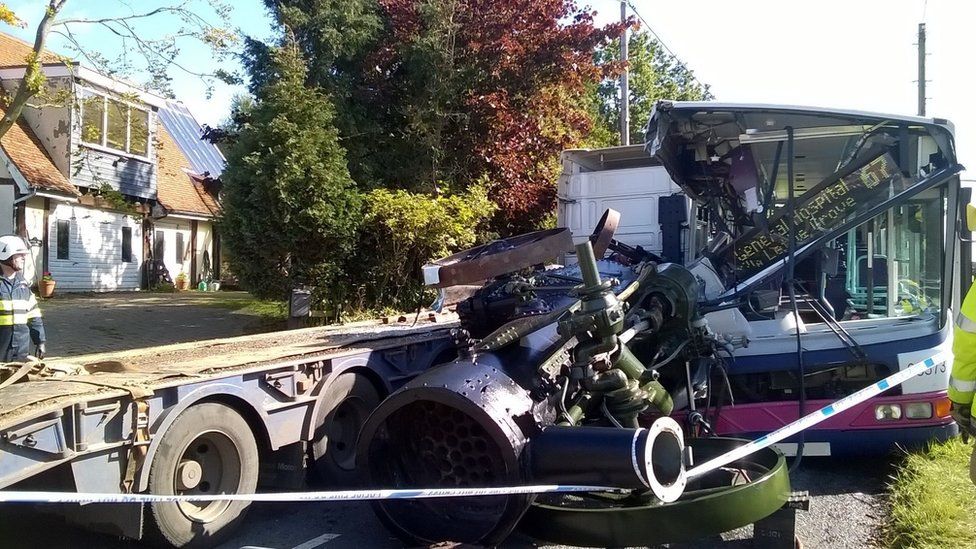 Steamroller lorry and bus crash: Donations for injured driver - BBC News