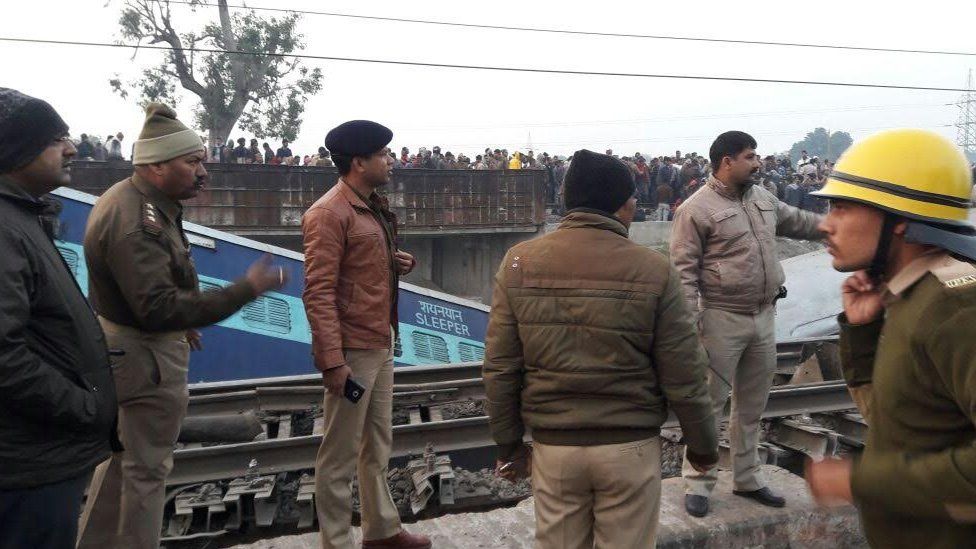 Indian train derails near Kanpur, injuring dozens - BBC News