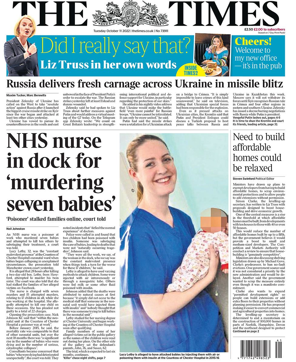 Newspaper headlines: 'NHS nurse in dock' accused of baby murders, and ...