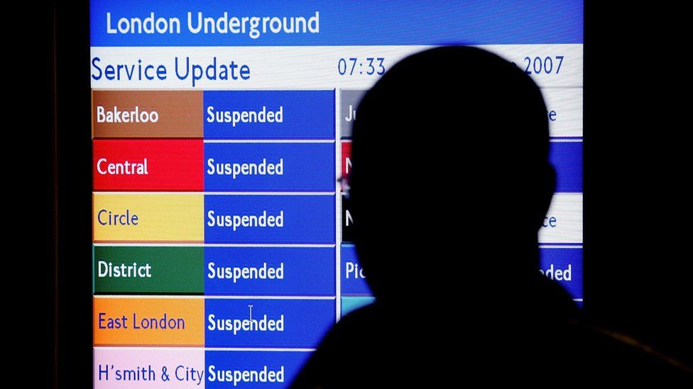 Tube: Underground rail service in London affected by strikes - BBC ...