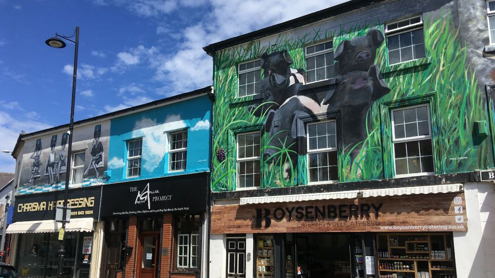 New Ferry: Artist's mural tributes to community hit by blast - BBC News