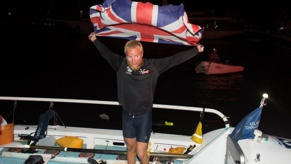 Rower Callum Gathercole sets solo ocean record - BBC News