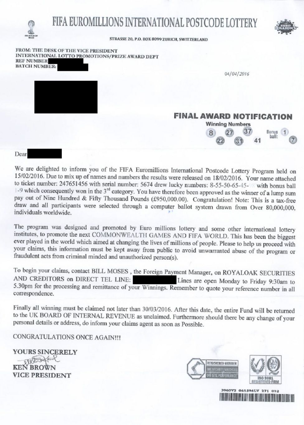 Police issue warning about a fake FIFA lottery scam - BBC News