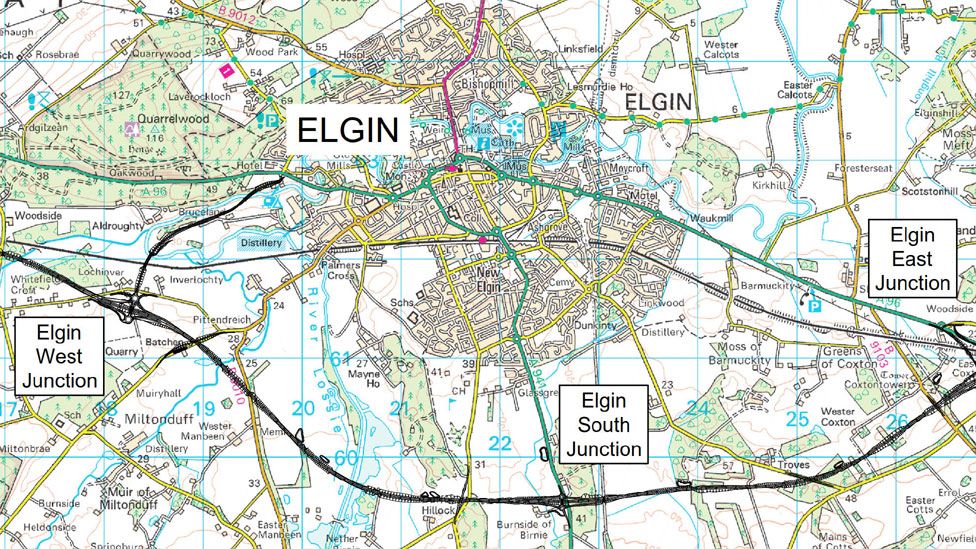 Preferred route for Nairn to Fochabers dual carriageway - BBC News