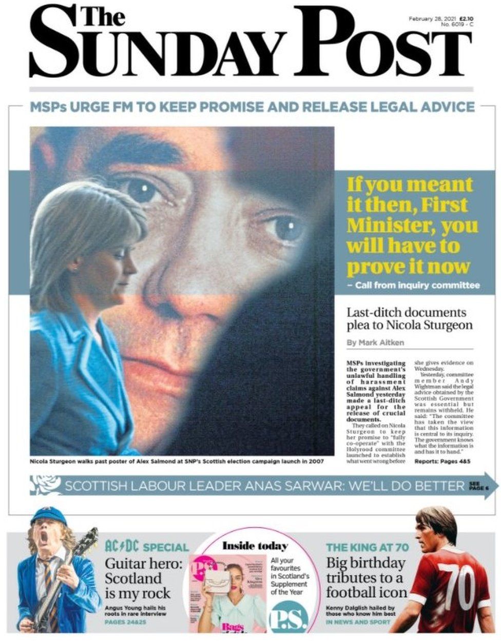 Scotland's papers: 'New evidence' claims ahead of Sturgeon appearance ...